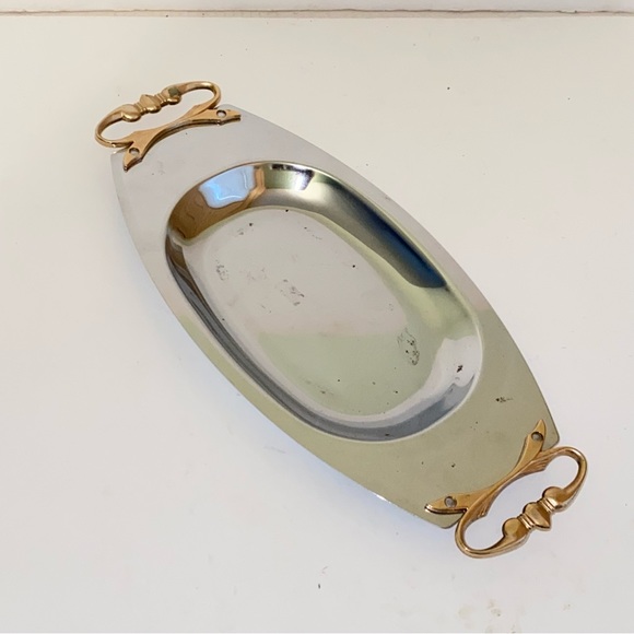 Kromex | Dining | Vintage Kromex Chrome Serving Tray With Gold Tone ...